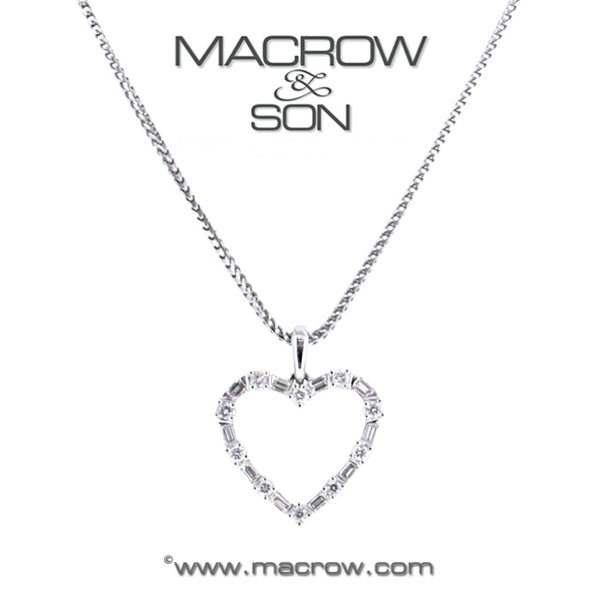 18ct White Gold Diamond Heart Pendant - Macrow and Son