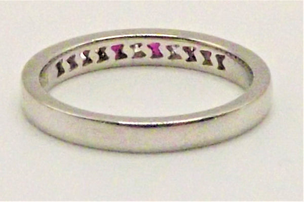 Platinum half eternity ring with rubies and diamonds - Macrow and Son